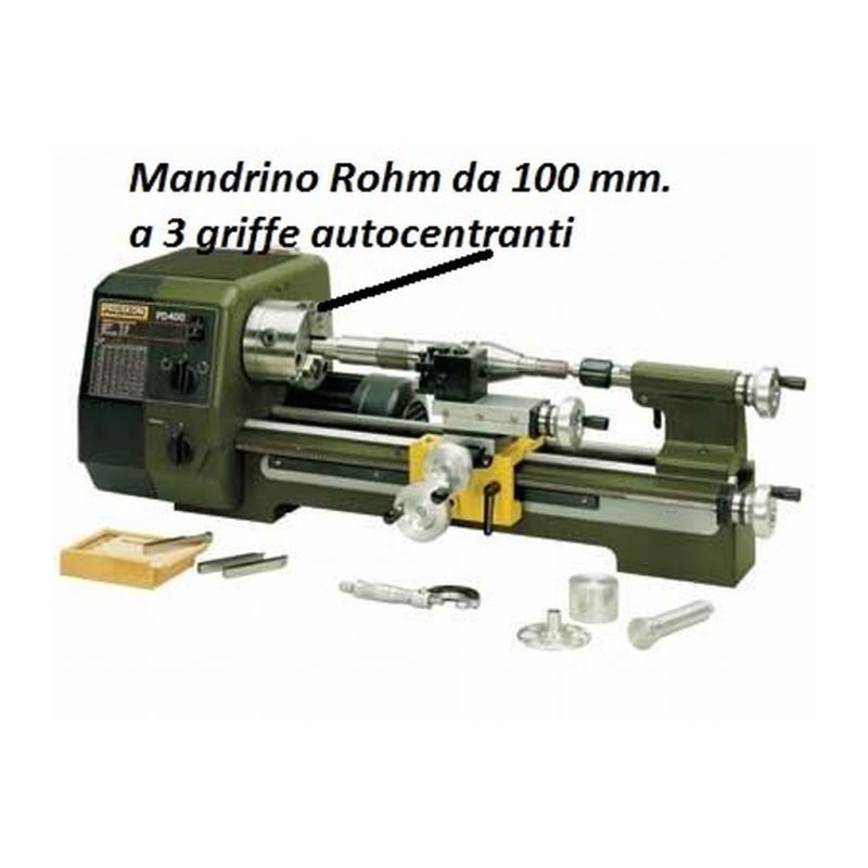 Mandrino ROHM a 3 griffe autocentrante da 100 mm. - Utensileria Revelli