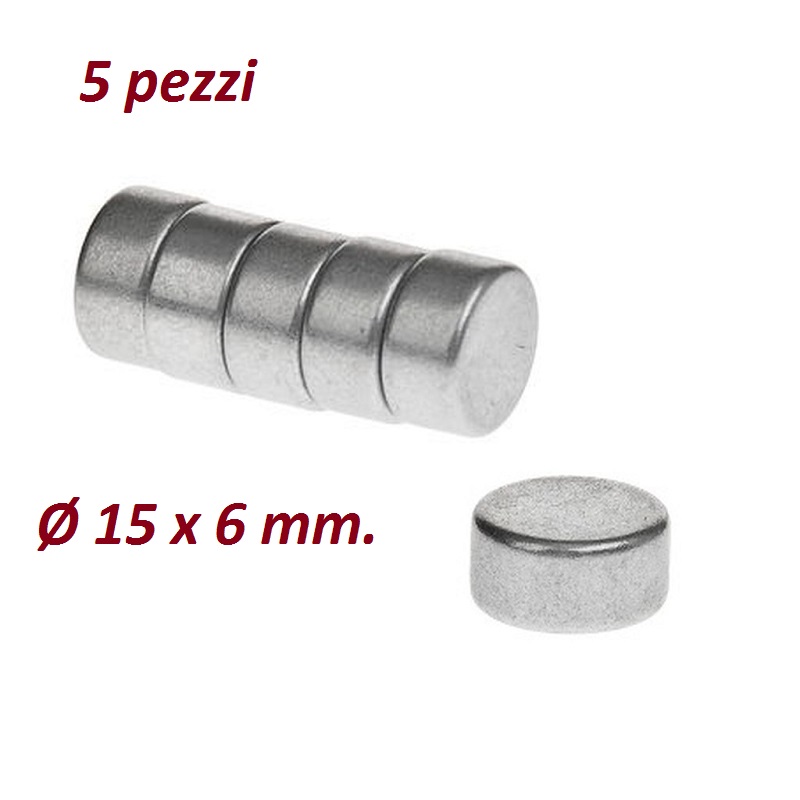 5 calamite al neodimio da Ø 15 x 6 mm. - Utensileria Revelli